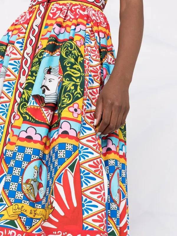 Dolce & Gabbana Carretto-print Flared Midi Dress