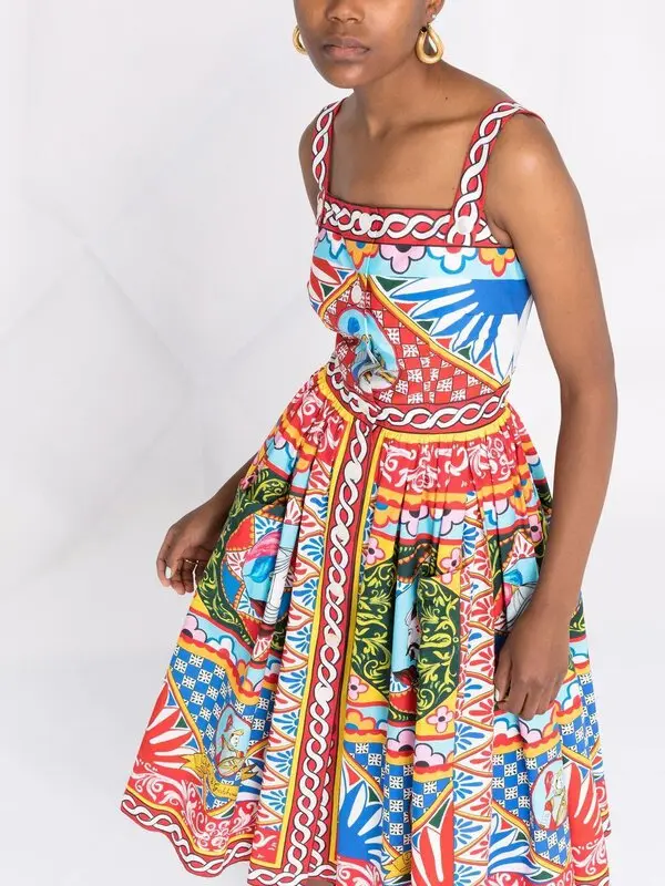 Dolce & Gabbana Carretto-print Flared Midi Dress