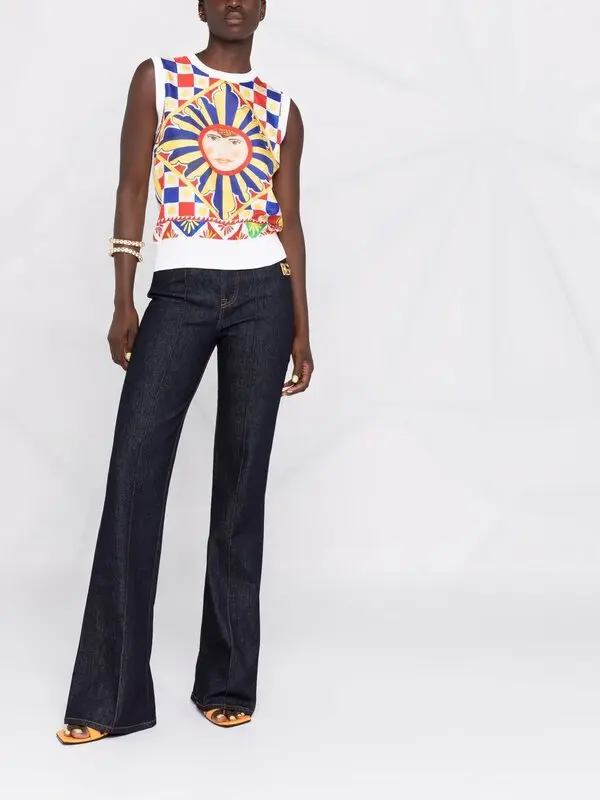 Dolce & Gabbana Carretto-print Silk Top - White
