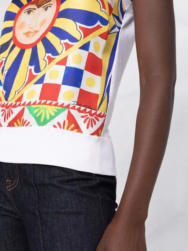 Dolce & Gabbana Carretto-print Silk Top - White