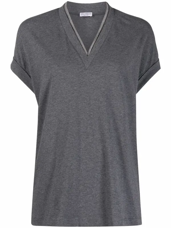 Brunello Cucinelli V-neck Top - Grey