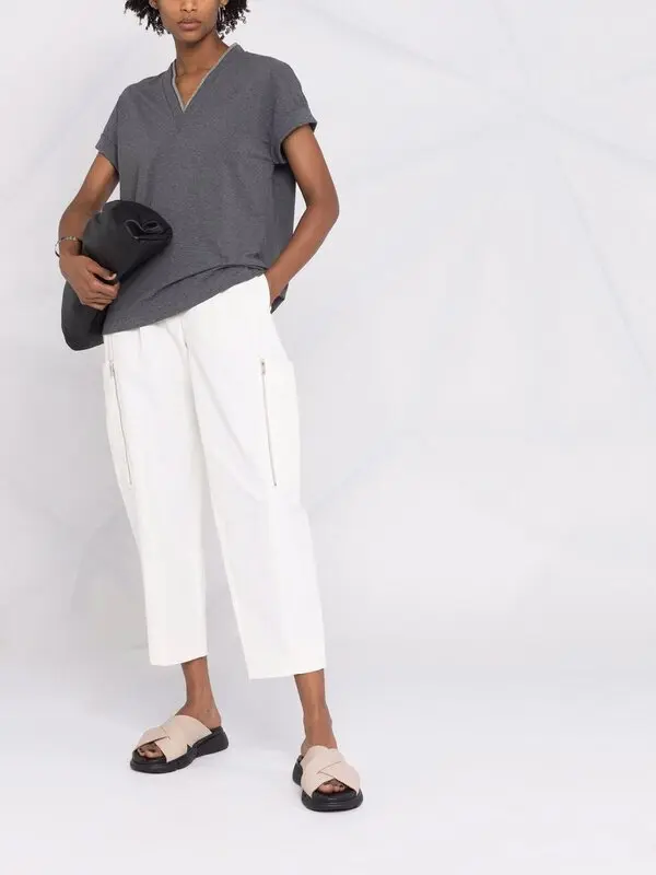 Brunello Cucinelli V-neck Top - Grey