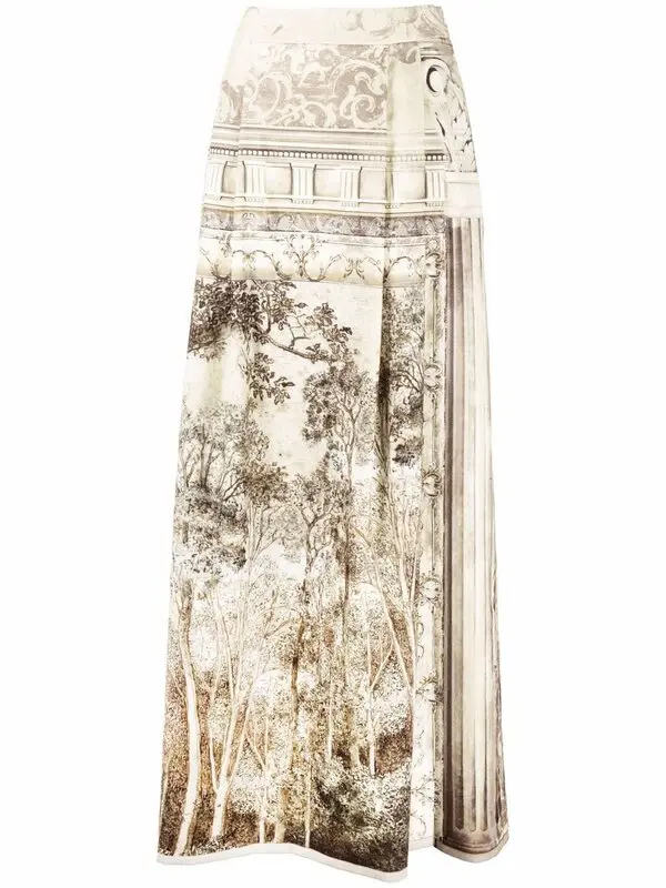 Alberta Ferretti Printed Maxi Skirt - Neutrals