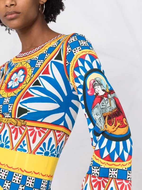 Dolce & Gabbana Graphic-print Long-sleeve Dress