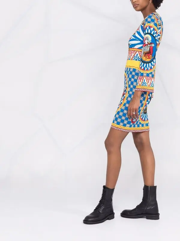 Dolce & Gabbana Graphic-print Long-sleeve Dress