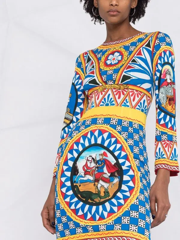 Dolce & Gabbana Graphic-print Long-sleeve Dress