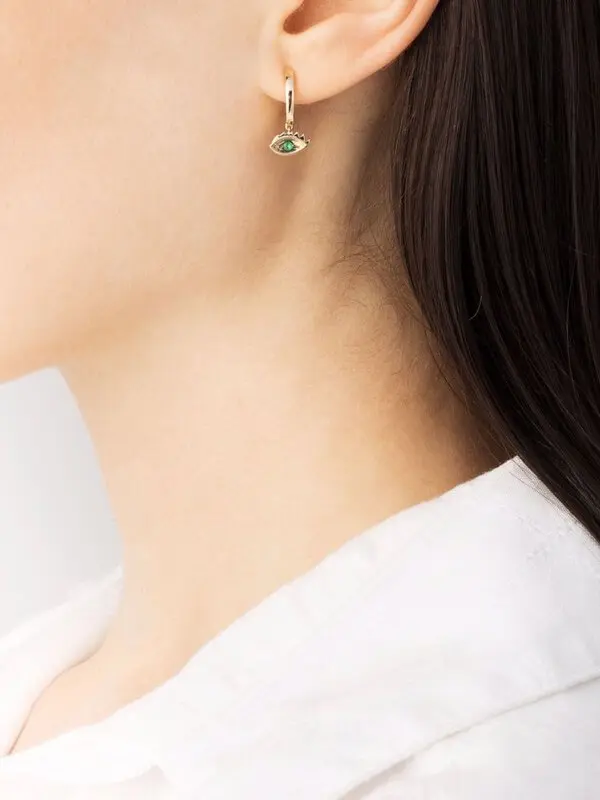 Delfina Delettrez 9kt Yellow Micro-eye Piercing Emerald Earring