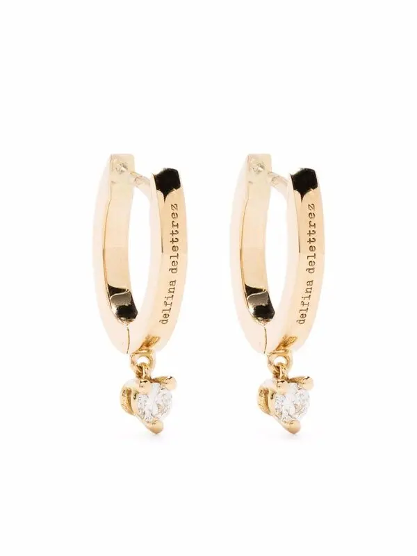 Delfina Delettrez 18kt Yellow Diamond Drop Huggie Hoop Earrings - Gold