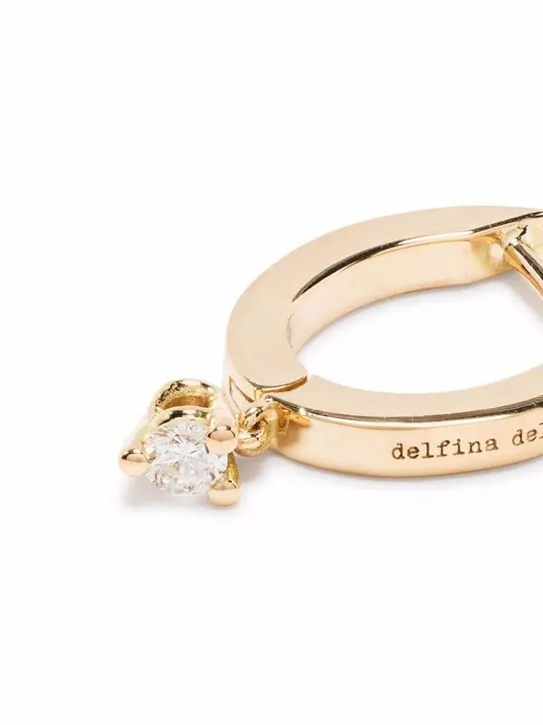 Delfina Delettrez 18kt Yellow Diamond Drop Huggie Hoop Earrings