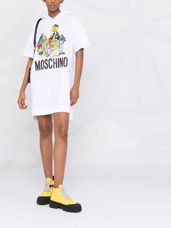 Moschino X Sesame Street Hooded Jersey Dress In White - 50% Off |  Editorialist