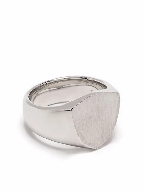 Tom Wood Shield Satin Signet Ring - Silver