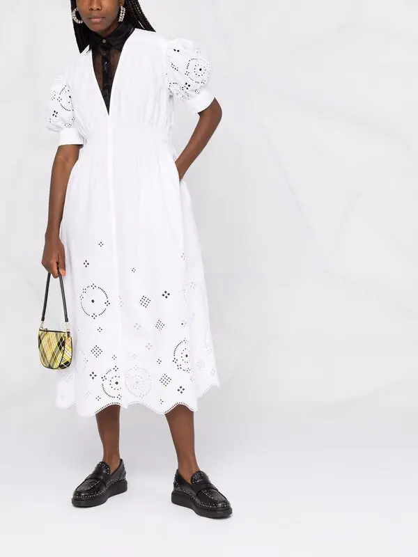Ganni Broderie Anglaise Midi Dress In White - 60% Off | Editorialist
