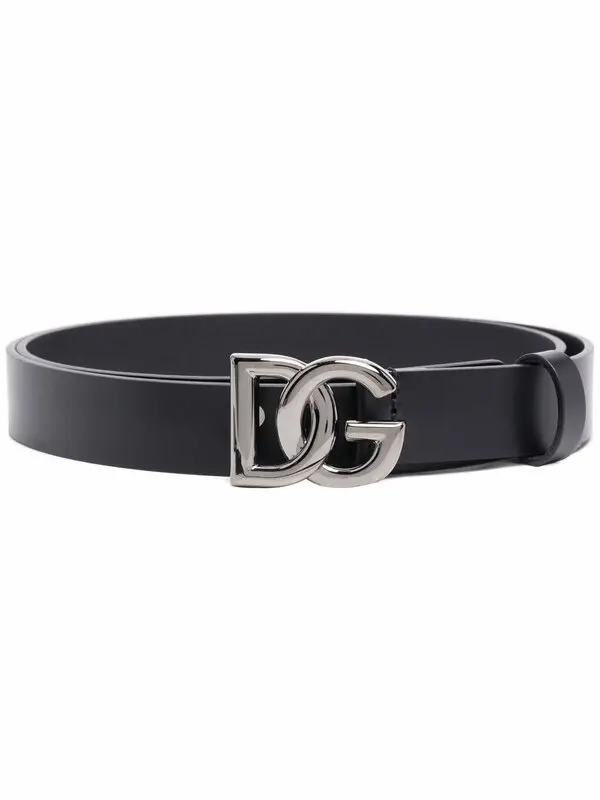 Dolce & Gabbana Crossed Dg Logo Buckle Belt - Black