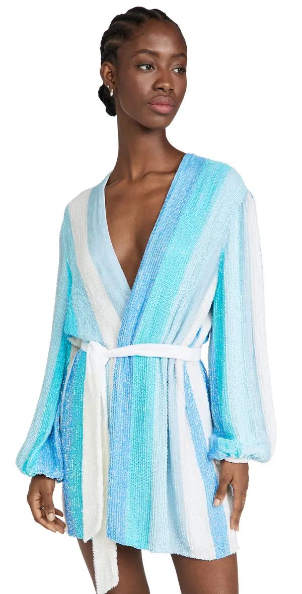 retrofete gabrielle dress green Gabrielle Sequin Palm Robe – Retrofete