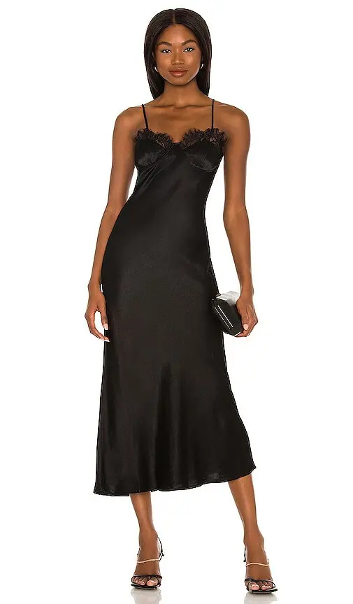 Bardot Lace Midi Slip Dress In Black - 9% Off | Editorialist