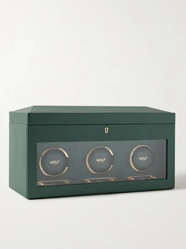Wolf Pebble-grain Vegan Leather Triple Watch Winder