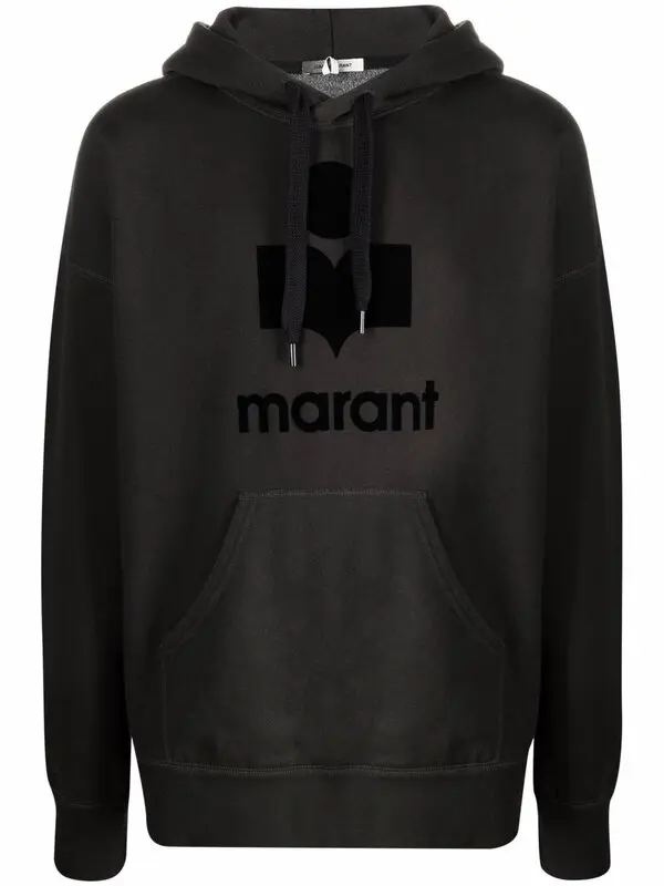 Isabel Marant Miley Flocked-logo Hoodie - Black