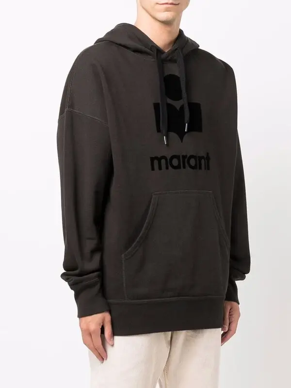 Isabel Marant Miley Flocked-logo Hoodie - Black