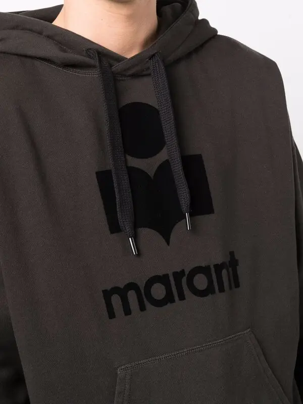 Isabel Marant Miley Flocked-logo Hoodie - Black
