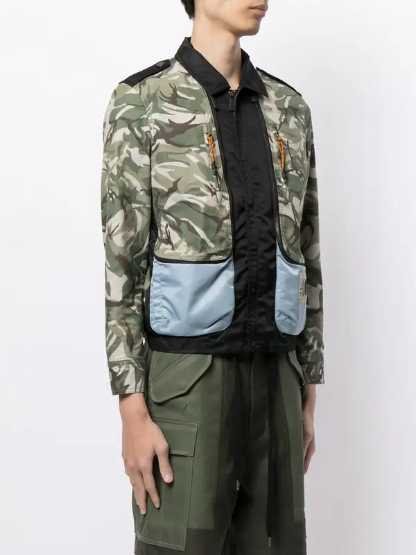 PORTS V Panelled Camouflage Print Bomber Jacket