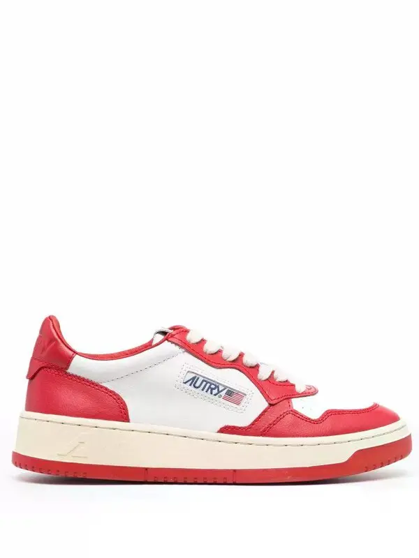 AUTRY Contrast-panel Leather Sneakers - Red