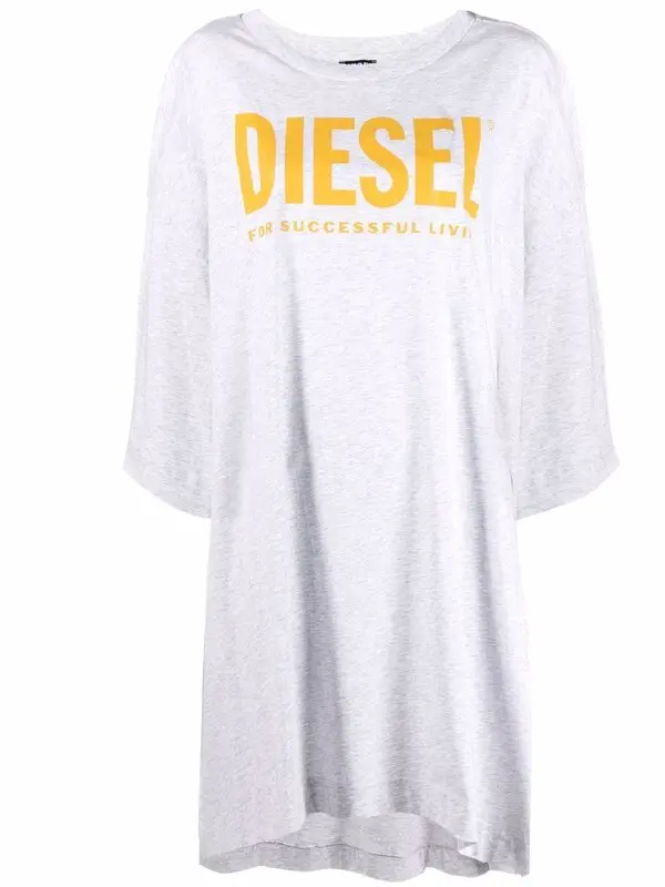 Diesel® Logo-Print Oversized T-Shirt Dress In Grey - 15% Off