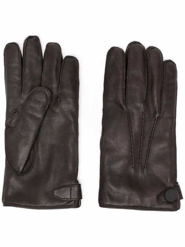 BILLIONAIRE Perforated Leather Gloves - Brown