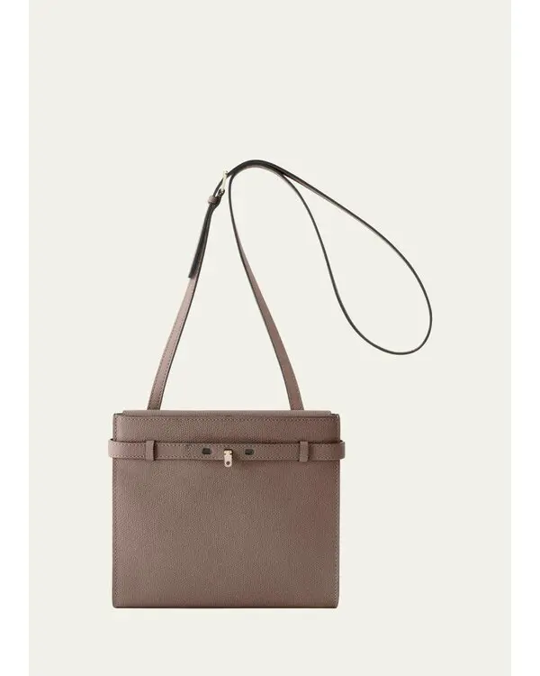 VALEXTRA B-tracollina Leather Shoulder Bag - Niagara Beige