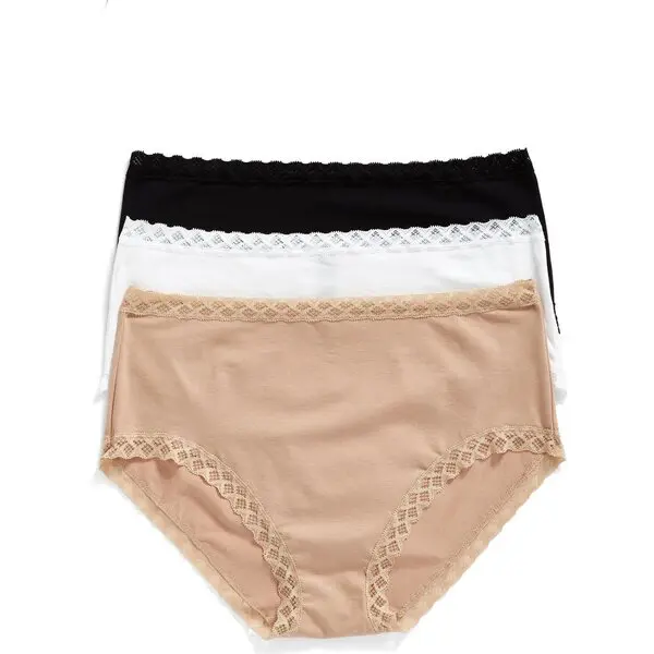 Natori 3-pack Cotton Full Briefs - Black/cafe/white