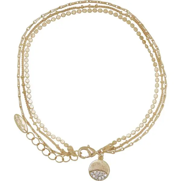 Ettika Pavé Disc Layered Chain Anklet - Gold