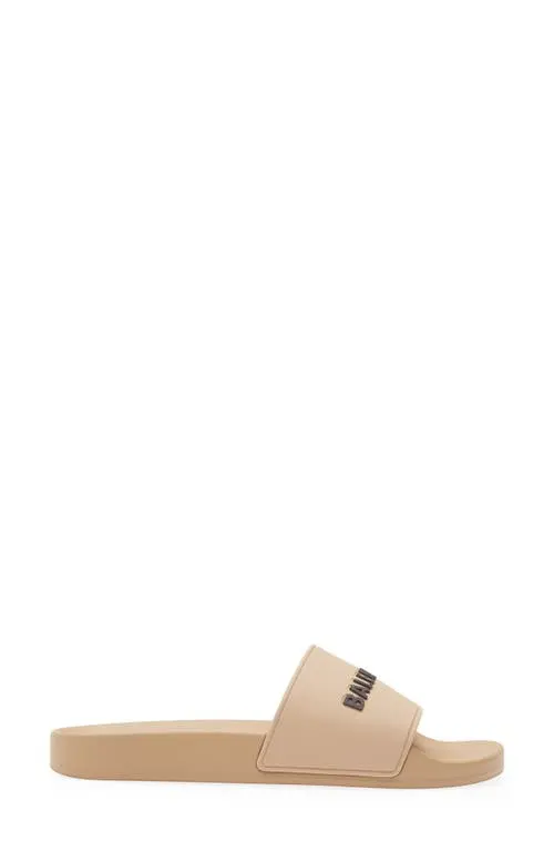 Balenciaga Logo Sport Slide - Beige/black