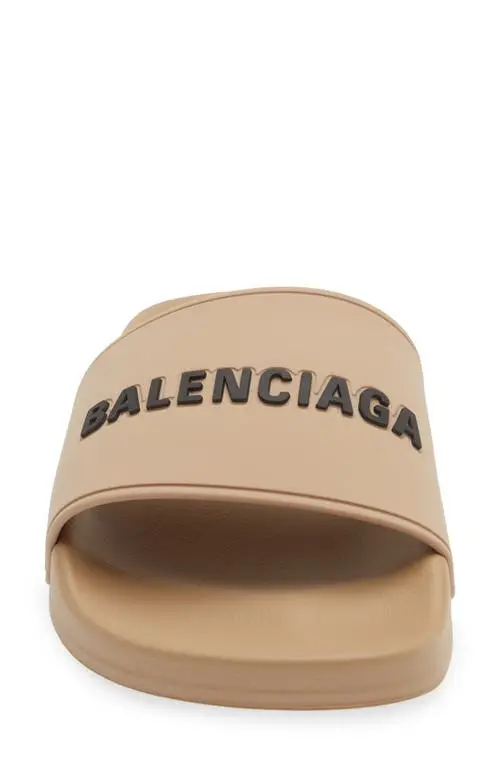 Balenciaga Logo Sport Slide - Beige/black