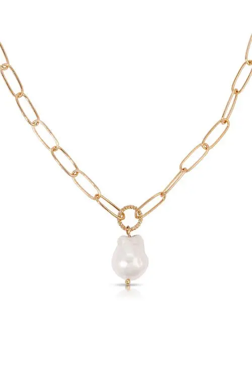 Ettika Freshwater Pearl Pendant Necklace - Gold