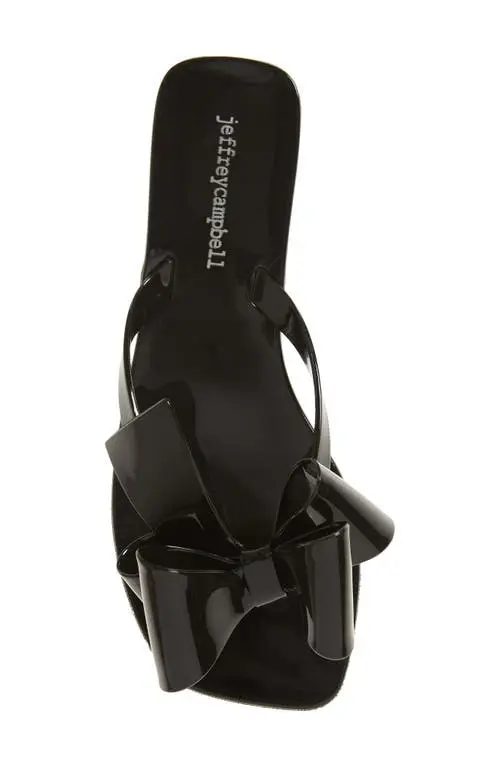 Jeffrey Campbell Sugary Bow Flip Flop - Black Shiny