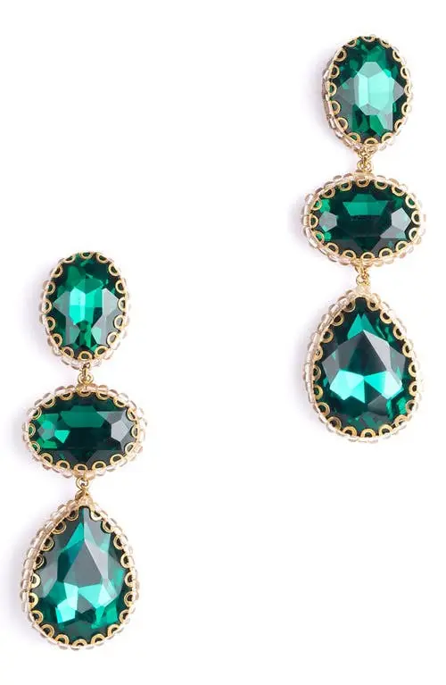 Deepa Gurnani Hadlee Drop Earrings - Emerald