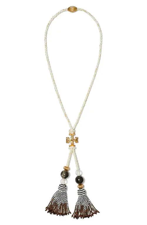 Tory Burch Roxanne Tassel Y-necklace - Rolled Brass/neutral Multi
