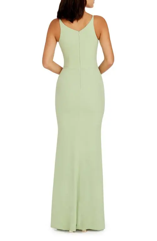 Dress The Population Iris Slit Crepe Gown - Sage