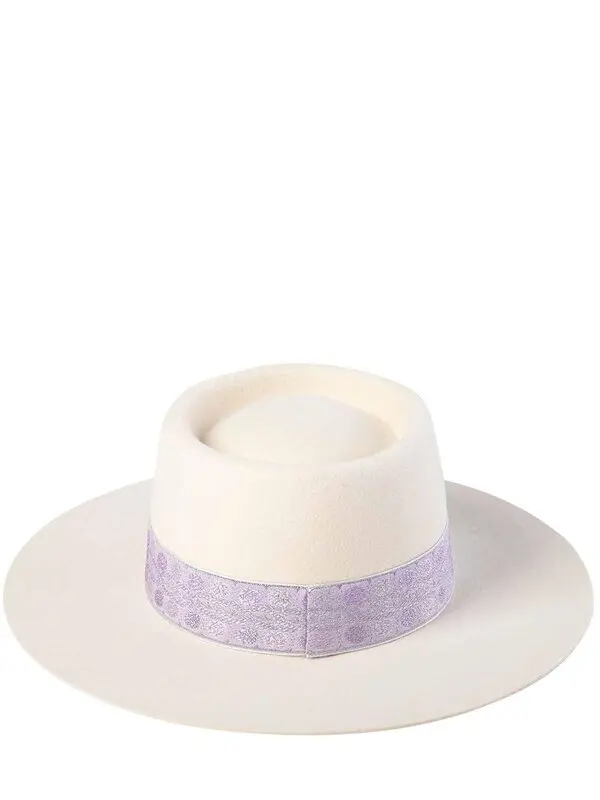 Lack Of Color Lavender Lolita Wool Fedora Hat In Ivory  display picture 3