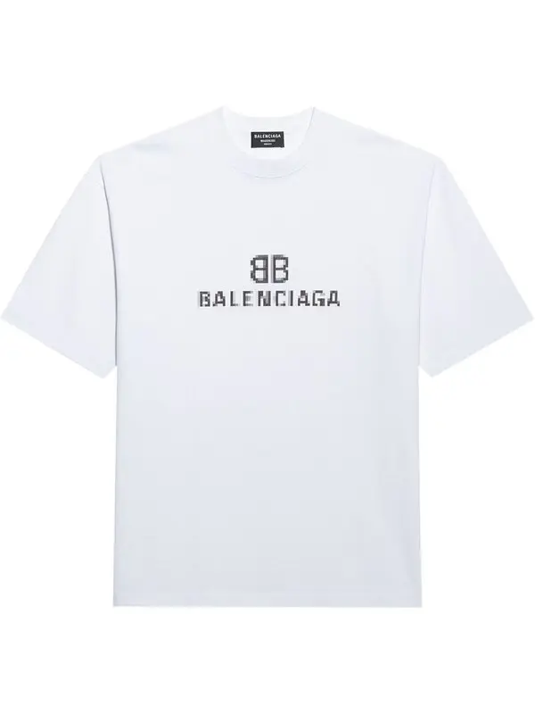BALENCIAGA ロゴホワイト Tシャツ UNISEX Balenciaga Logo-Print Short-Sleeve T-Shirt In White - 35% Off