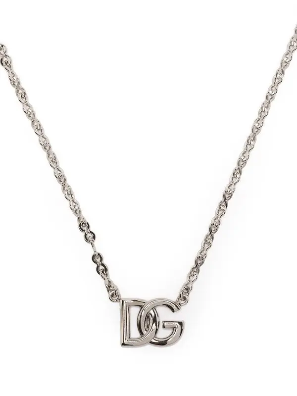 Dolce & Gabbana Logo-plaque Chain Necklace - Silver