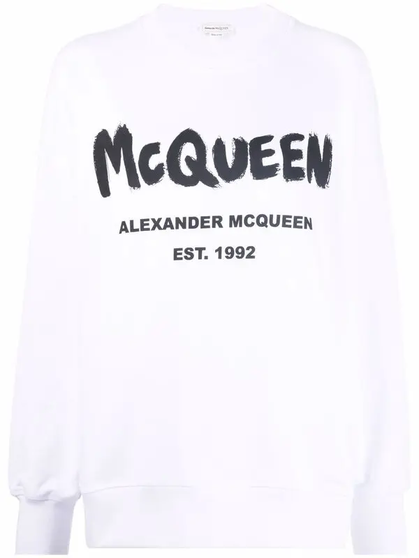 Alexander McQueen Logo-print Cotton Sweatshirt - White