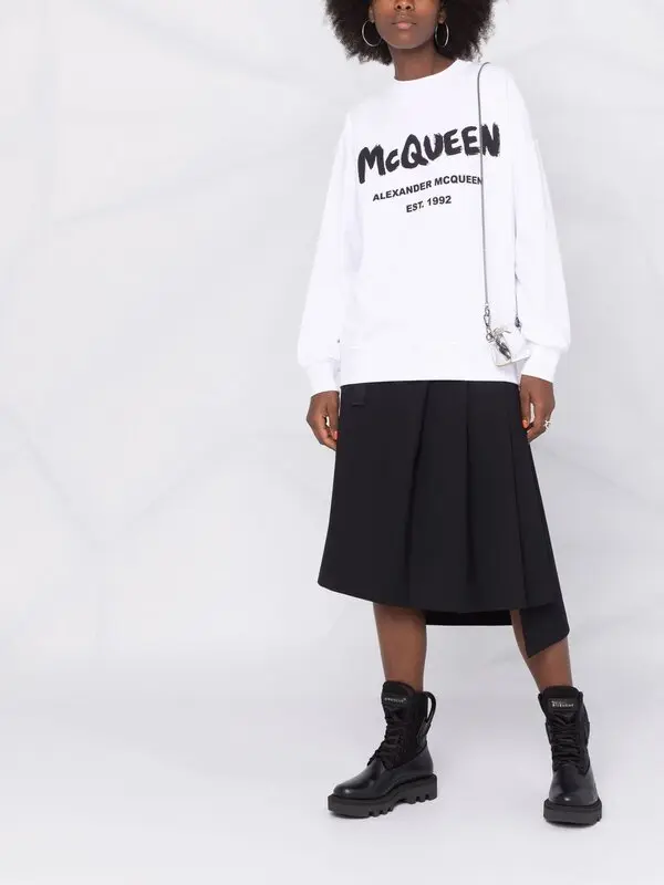 Alexander McQueen Logo-print Cotton Sweatshirt - White