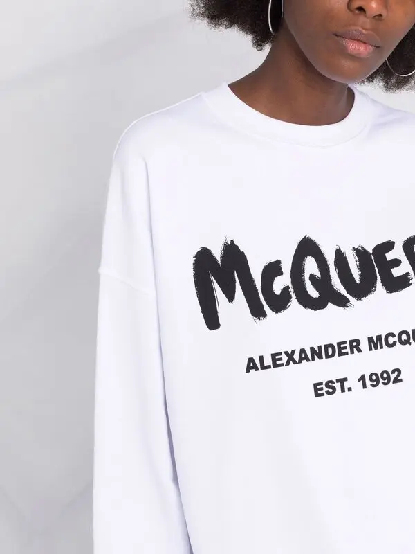 Alexander McQueen Logo-print Cotton Sweatshirt - White