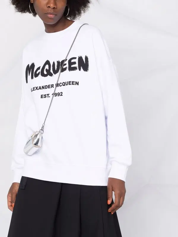 Alexander McQueen Logo-print Cotton Sweatshirt - White