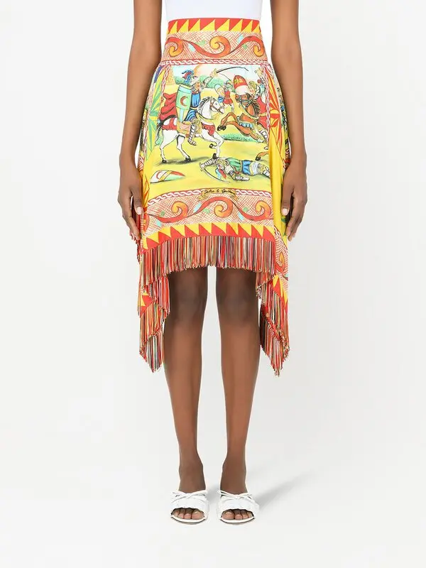 Dolce & Gabbana Carretto-print Twill Miniskirt