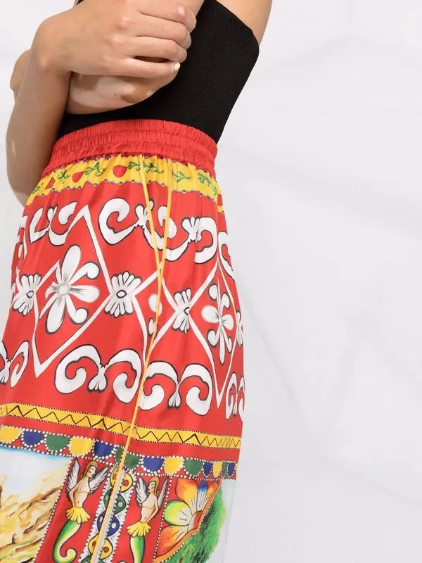 Dolce & Gabbana Carretto-print Silk Trousers