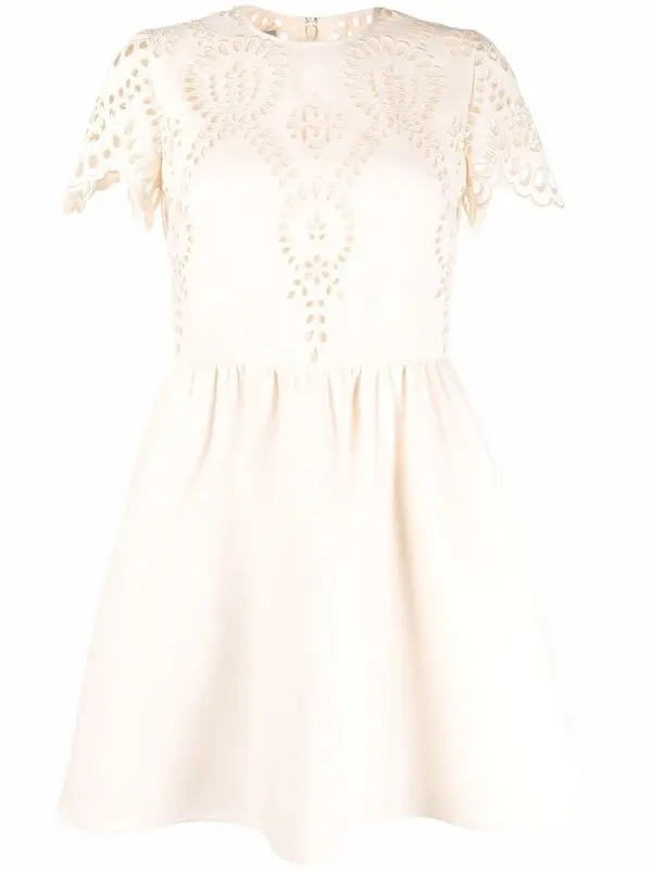 Valentino Garavani Broderie Anglaise Mini Dress - Neutrals