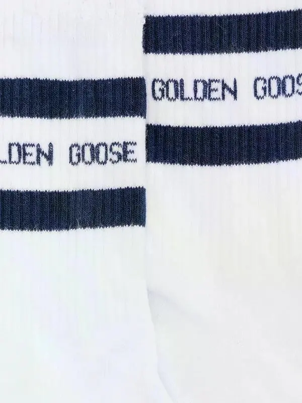 GOLDEN GOOSE Stripe Trim Ribbed Socks - White