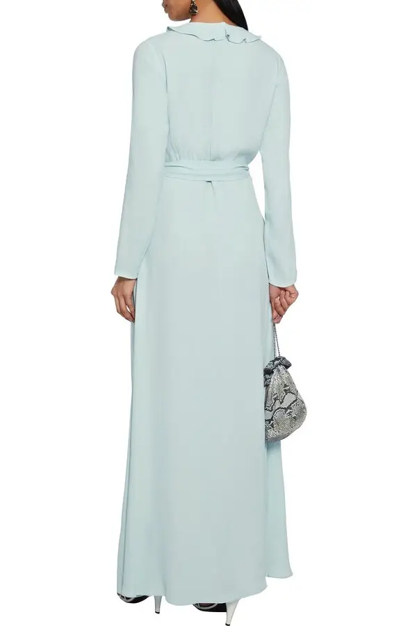 Goat Hollywood Ruffle-Trimmed Crepe Maxi Wrap Dress In Mint - 58% Off |  Editorialist