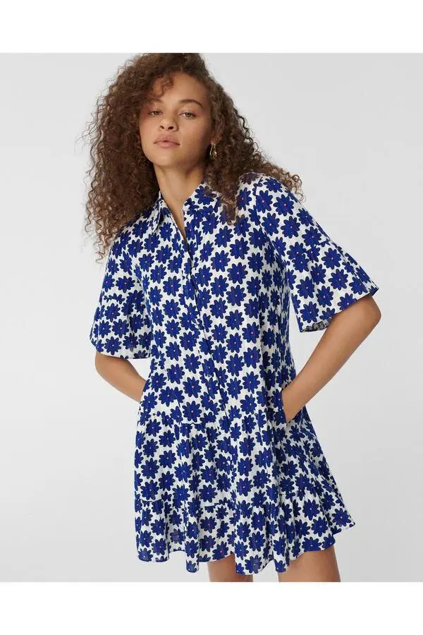 daisy dots mini dress Diane Von Furstenberg Beata Cotton-Jacquard Mini Dress In Daisy Dots In  Blue - 30% Off